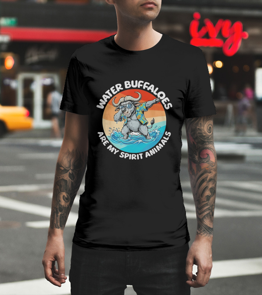 Water Buffaloes Are My Spirit Animals Dabbing Tropical Sunset T-Shirt