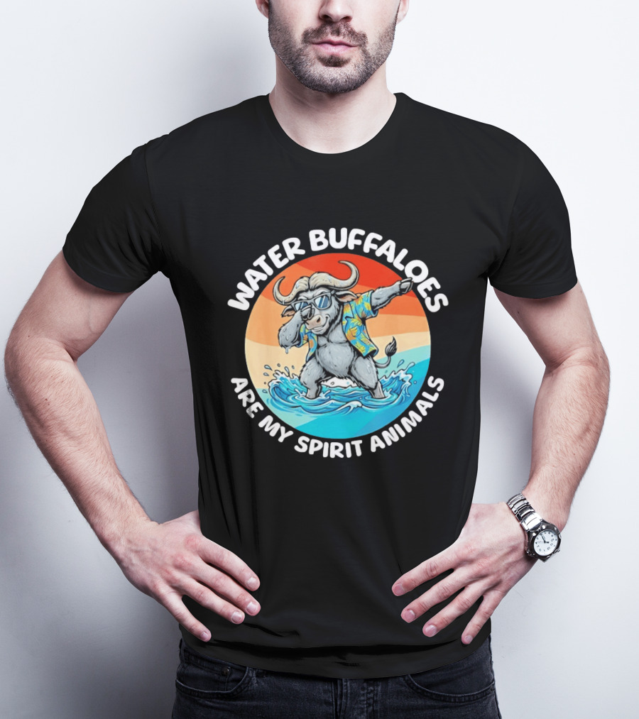 Water Buffaloes Are My Spirit Animals Dabbing Tropical Sunset T-Shirt