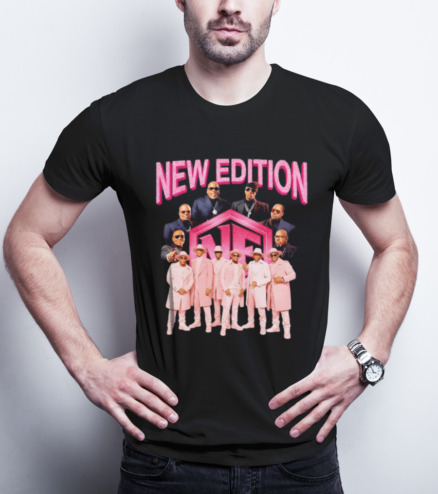 Bobby Brown Johnny Gill Ralph Tresvant Ronnie DeVoe Ricky Bell Michael Bivins New Edition NE Band Pink Outfits 90s Music T-Shirt