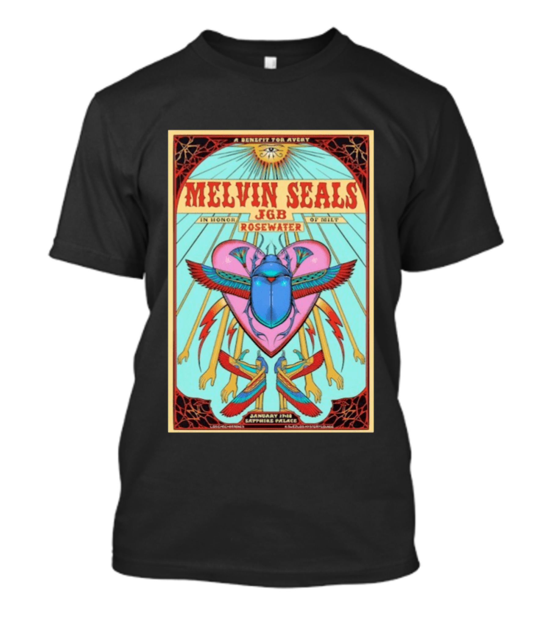 Melvin Seals JGB Rosewater Benefit For Avery January 11th Sapphire Palace T-Shirt