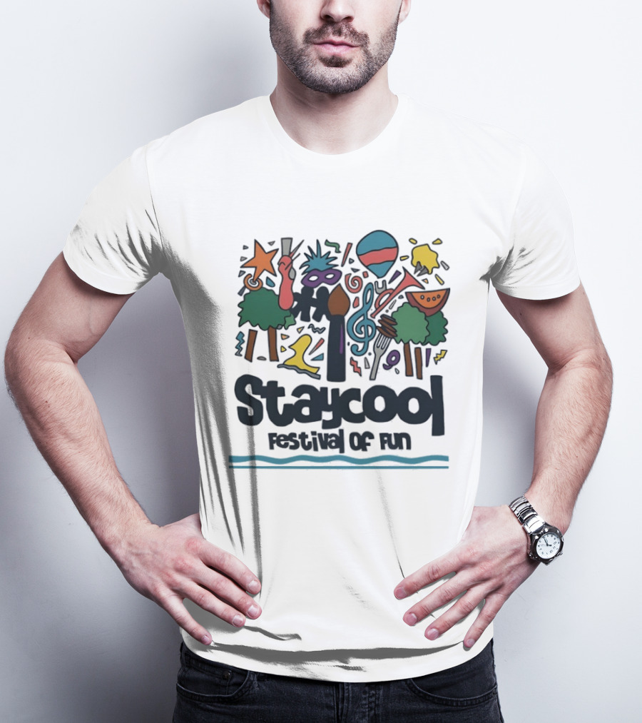 Staycool Festival Of Fun With Colorful Icons And Musical T-Shirt