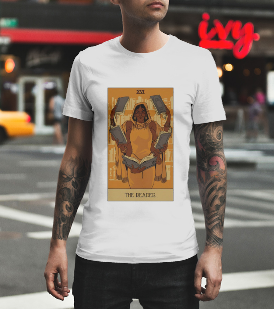 XVI The Reader Tarot Card Modern Witch Aesthetic Books Library T-Shirt