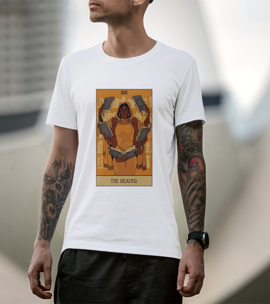 XVI The Reader Tarot Card Modern Witch Aesthetic Books Library T-Shirt
