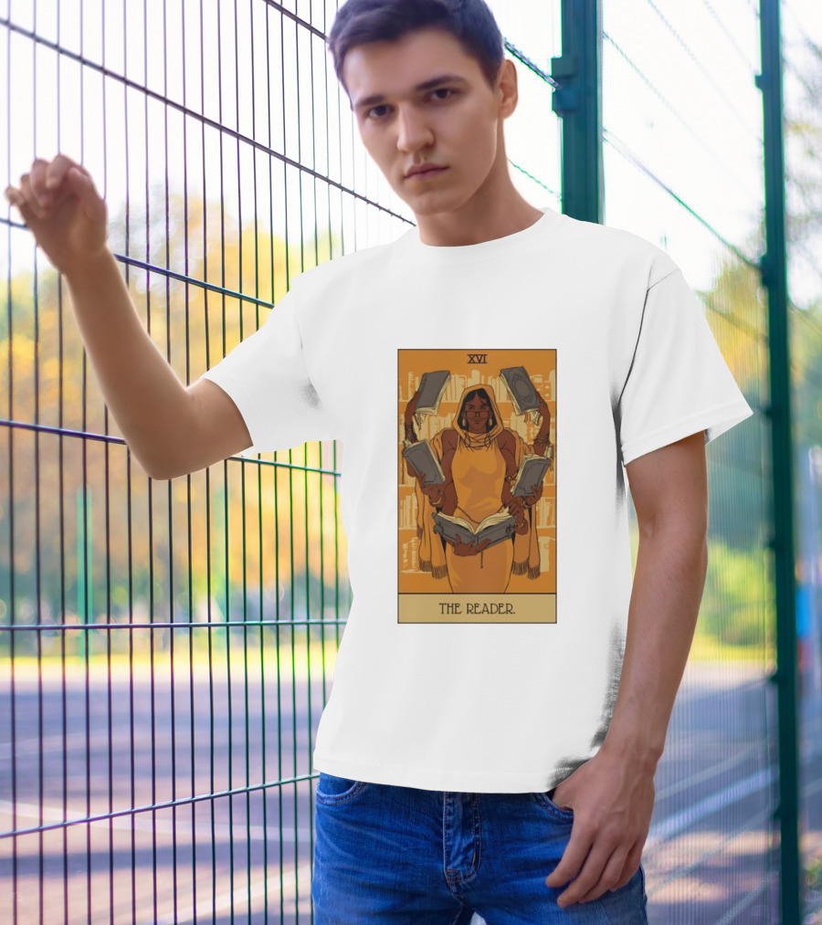 XVI The Reader Tarot Card Modern Witch Aesthetic Books Library T-Shirt