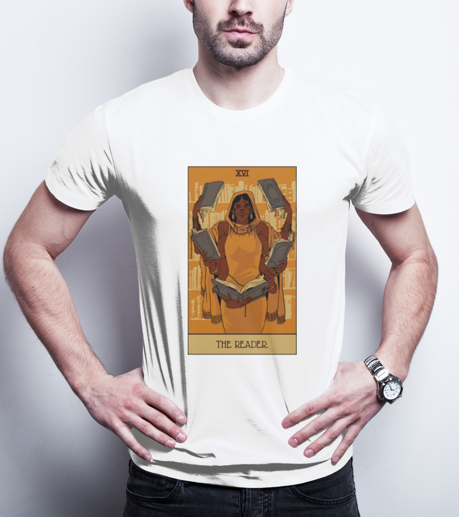 XVI The Reader Tarot Card Modern Witch Aesthetic Books Library T-Shirt