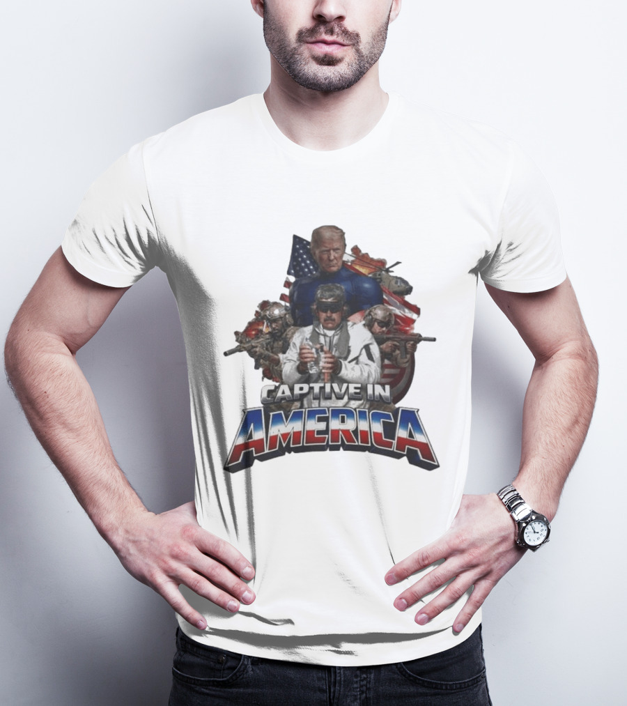 Trump Maduro Captive In America Soldiers Helicopters United States Flag T-Shirt