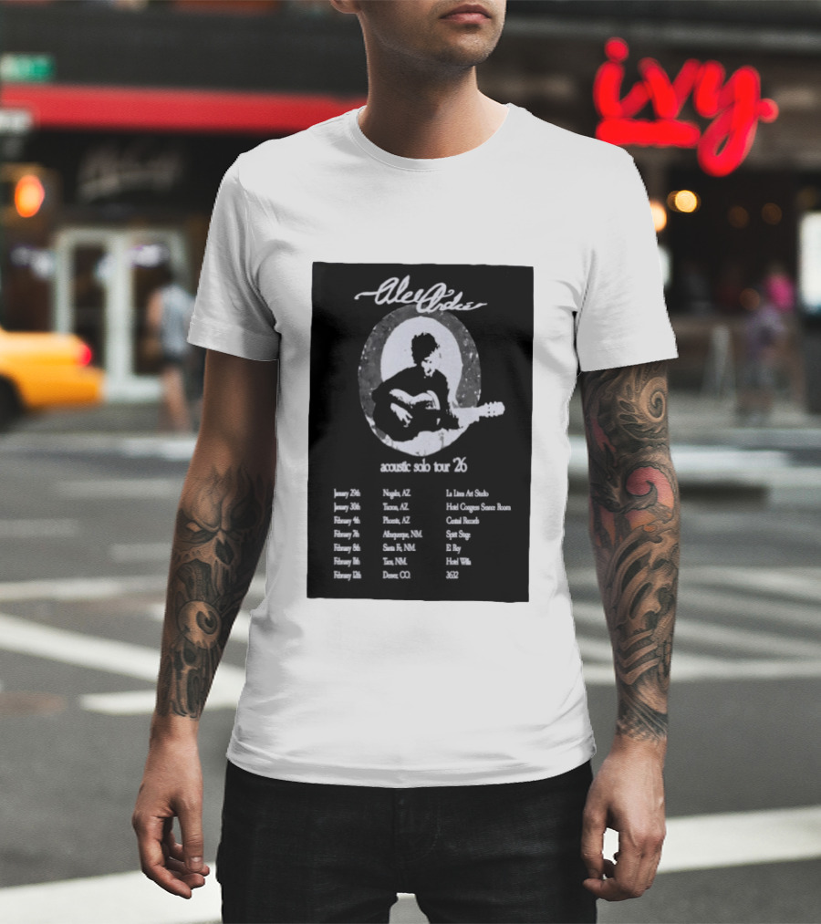 Alec André Acoustic Solo Tour 2026 Concert Dates And Locations T-Shirt