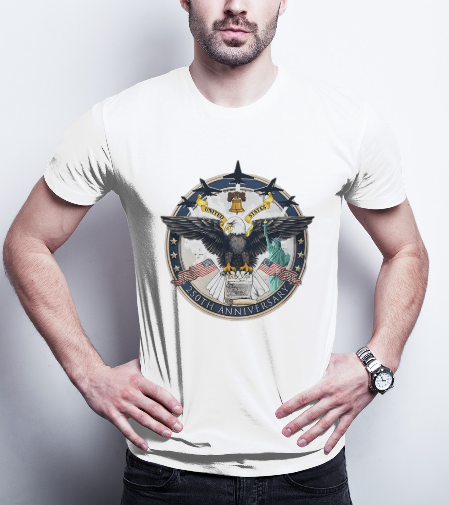 America 250th Anniversary United States Seal Eagle Statue Of Liberty Liberty Bell Flag T-Shirt