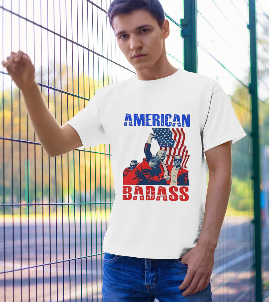 American Badass Donald Trump U.S. President Patriotic Flag T-Shirt