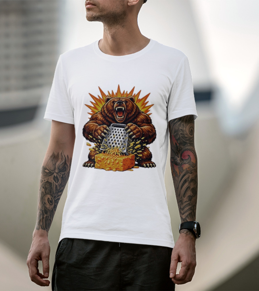 Angry Bear Grating Cheese Grater Hater Explosive Roaring Beast T-Shirt