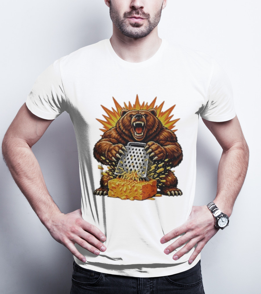 Angry Bear Grating Cheese Grater Hater Explosive Roaring Beast T-Shirt