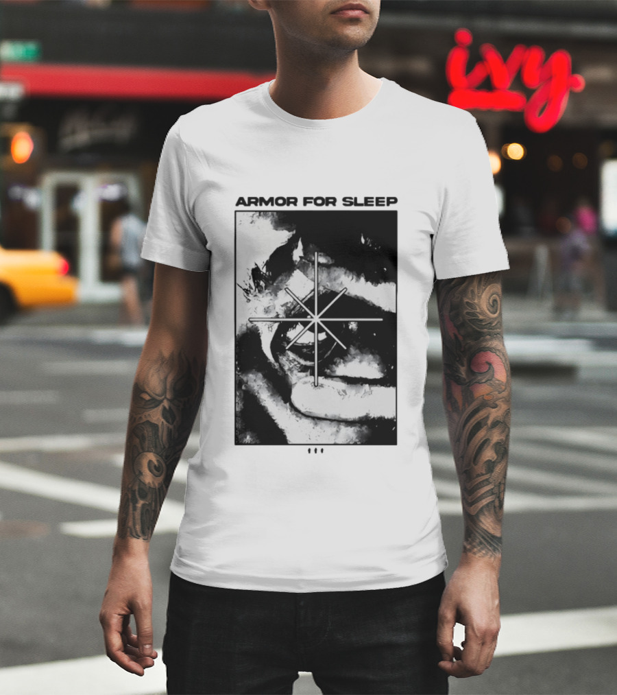 Armor For Sleep Eyeball Star Symbol Monochrome T-Shirt