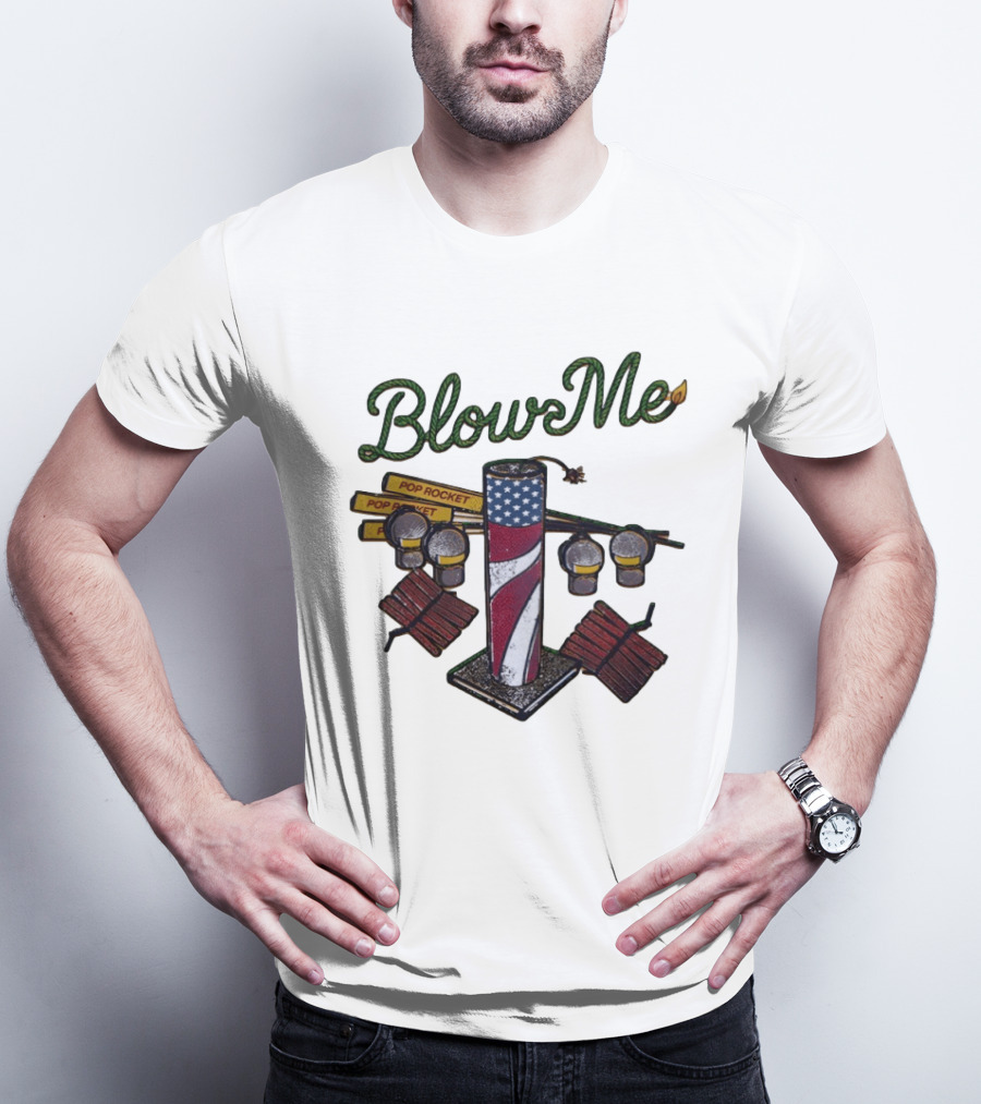 Blow Me 4th Of July Pop Rocket Fireworks USA Flag T-Shirt