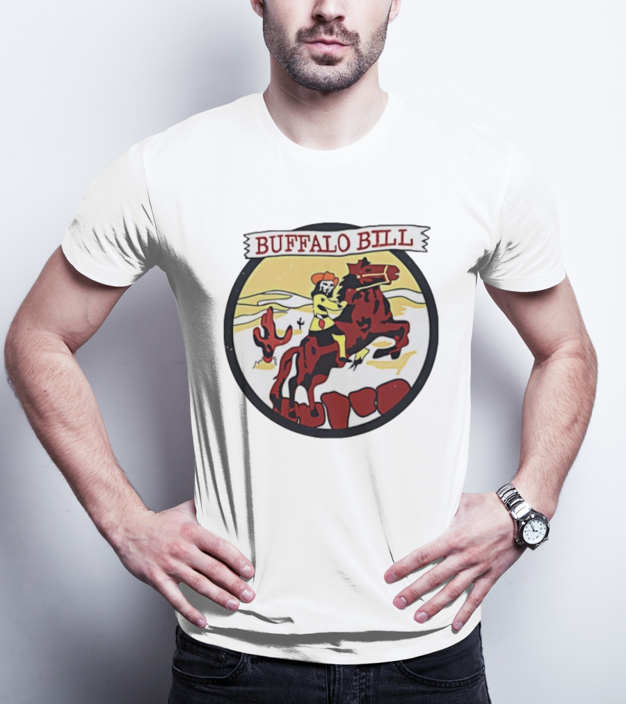 Buffalo Bill Cowboy Riding Red Horse Western Adventure T-Shirt