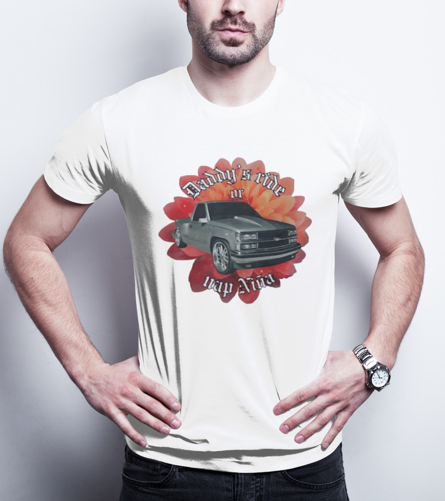 Daddy's Ride Or Nap Niña Car Floral T-Shirt