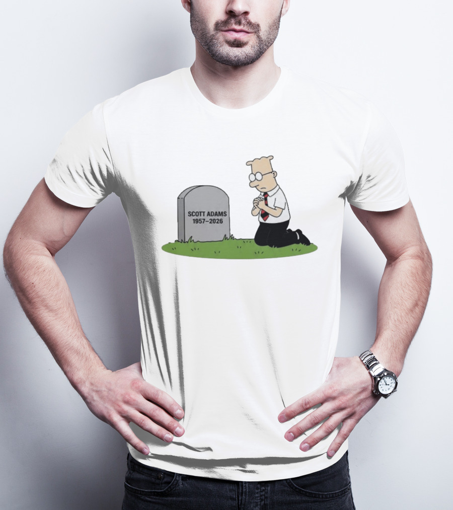 Scott Adams 1957 2026 Kneeling Dilbert Grave Marker T-Shirt