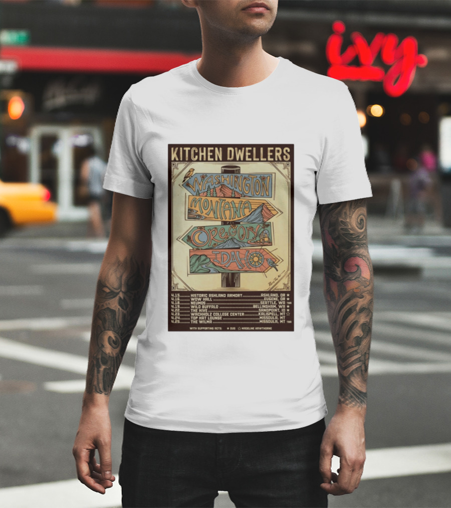 Kitchen Dwellers 2026 Spring Tour Washington Montana Oregon Idaho T-Shirt