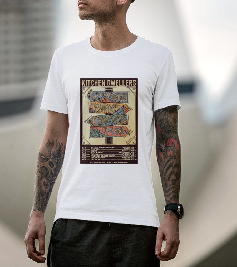 Kitchen Dwellers 2026 Spring Tour Washington Montana Oregon Idaho T-Shirt