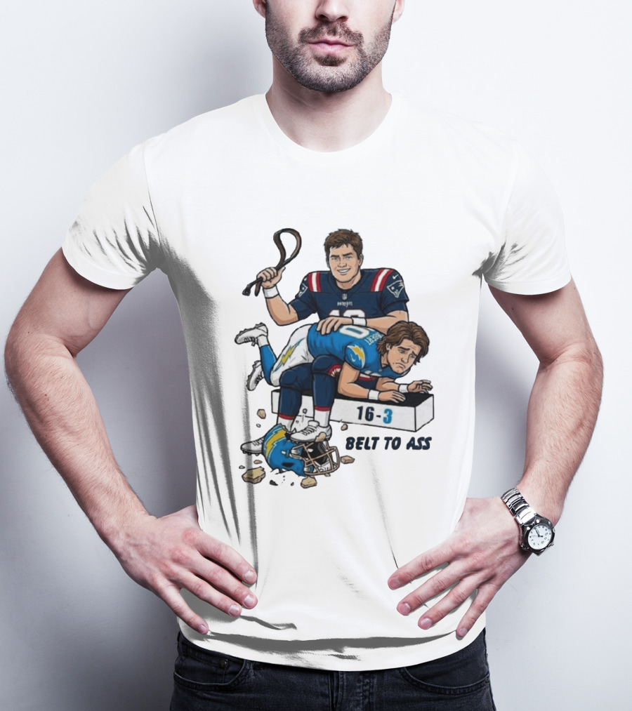 New England Patriots Belt To Ass 16 3 Sports Rivals Comic T-Shirt
