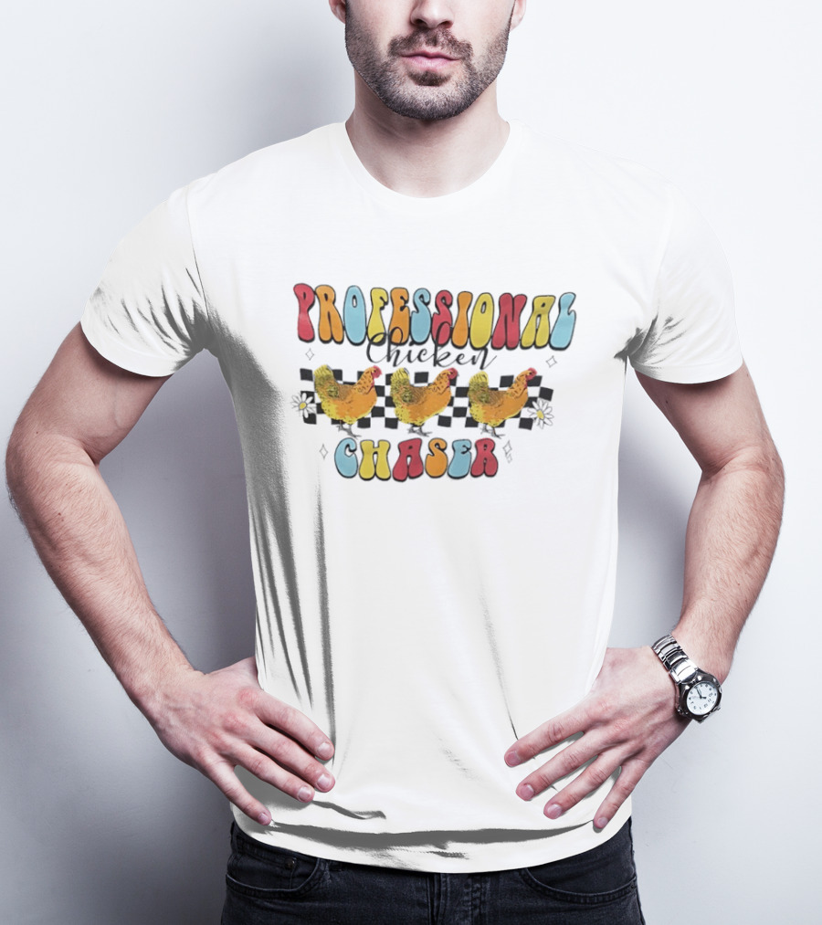 Professional Chicken Chaser Colorful Chicken Racing Fun T-Shirt
