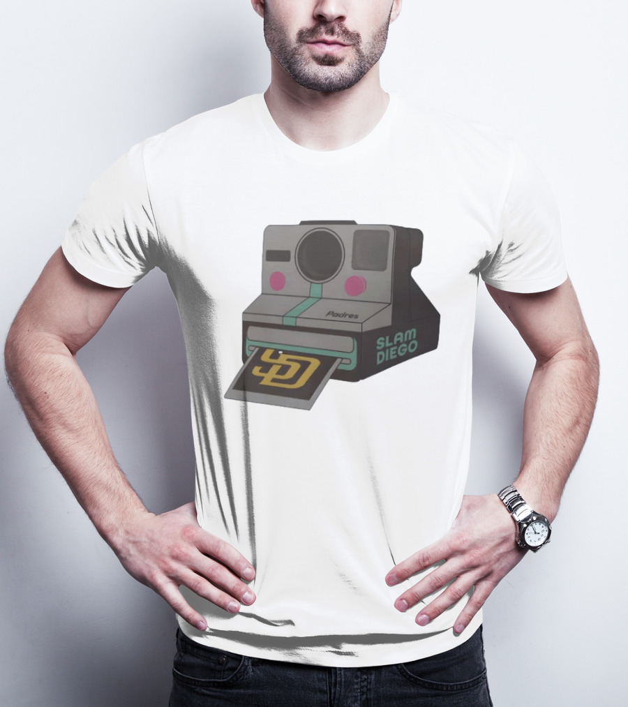 Slam Diego Padres Vintage Polaroid Camera MLB T-Shirt