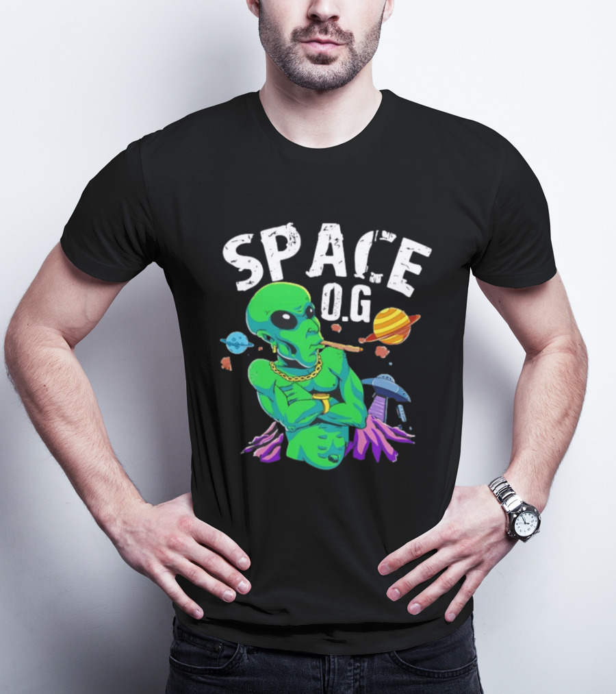 SPACE O.G. Alien Smoking Planets UFO Chain T-Shirt