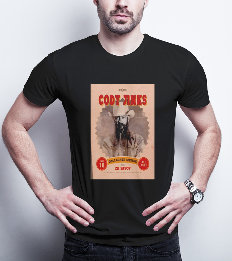 Cody Jinks San Diego Jan 18 2026 Gallagher Square With ZB Savoy T-Shirt