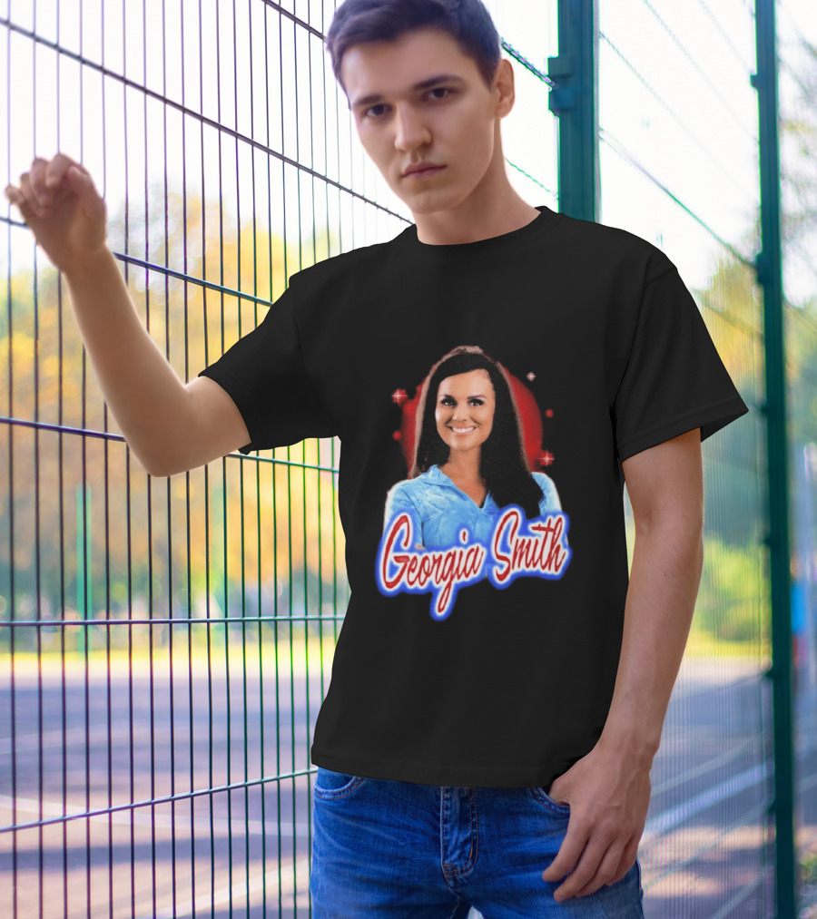 Georgia Smith Blue Top Red T-Shirt