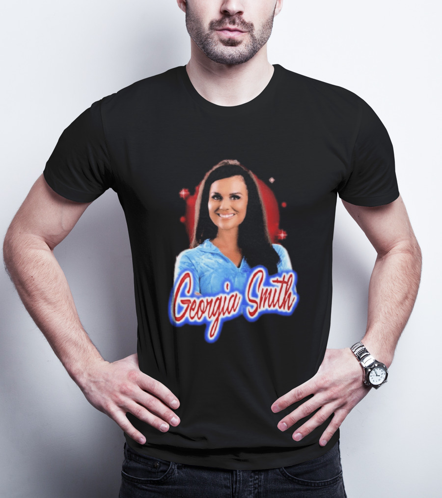 Georgia Smith Blue Top Red T-Shirt