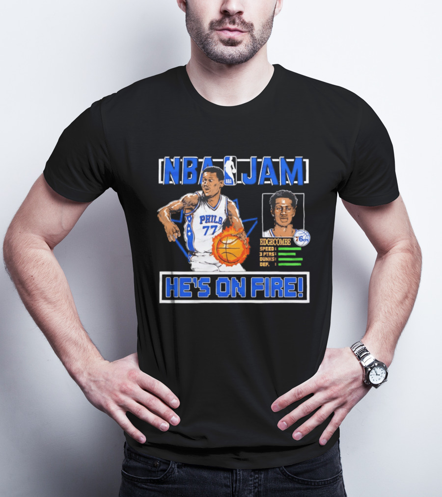 NBA Jam VJ Edgecombe Philadelphia 76ers He's On Fire T-Shirt