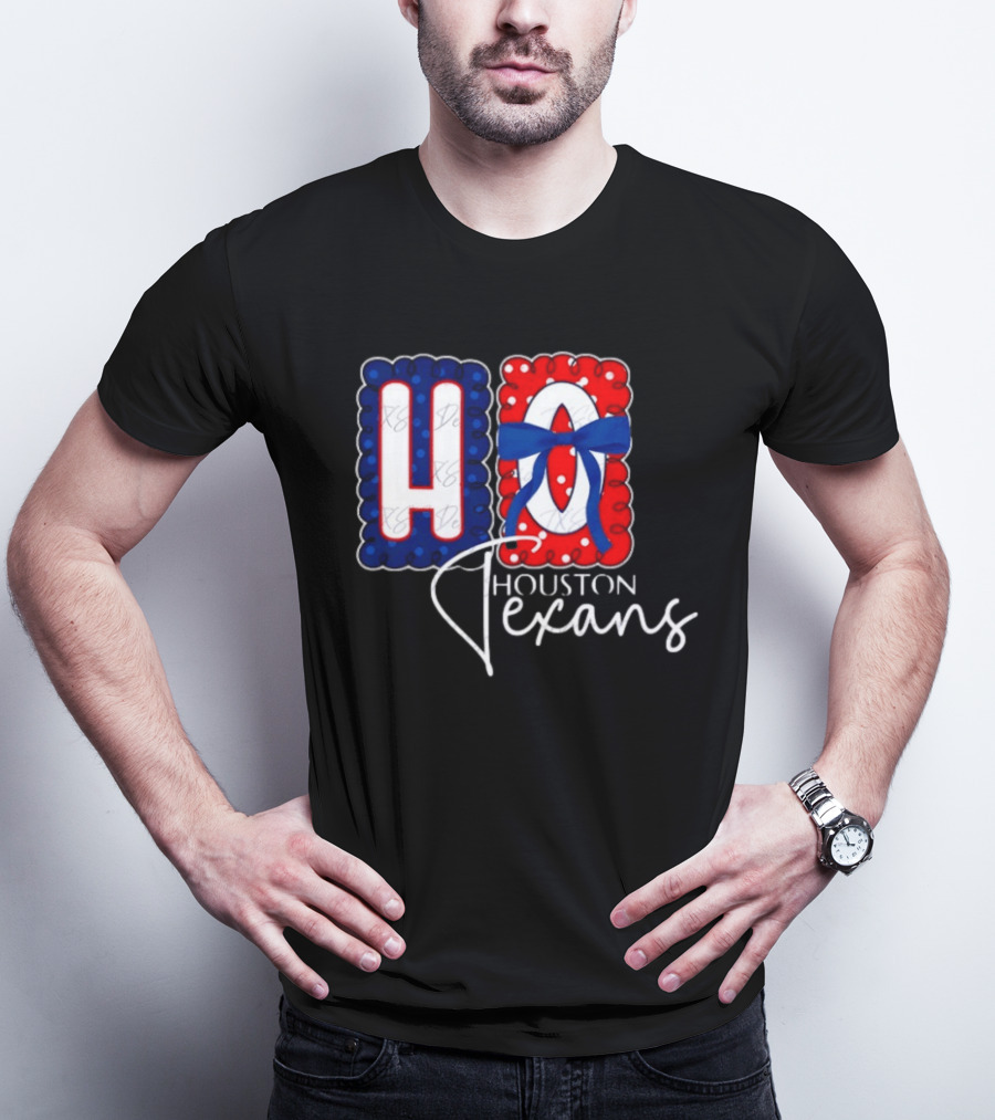 Houston Texans Football HOU Blue Red Bow T-Shirt