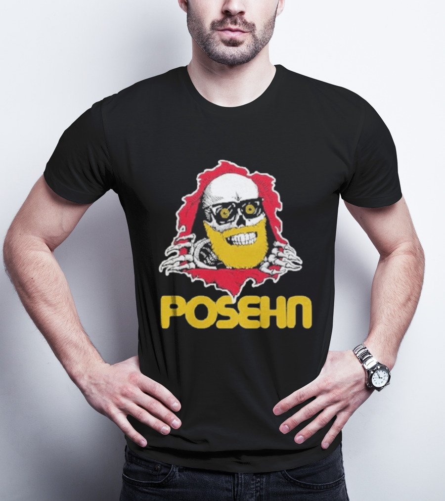 Brian Posehn Bonez Skull Design With Glasses And Yellow Beard T-Shirt
