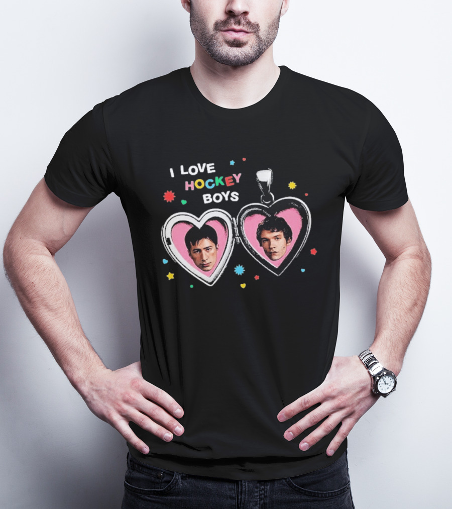 I Love Hockey Boys Shane Hollander Ilya Rozanov Heart Locket T-Shirt