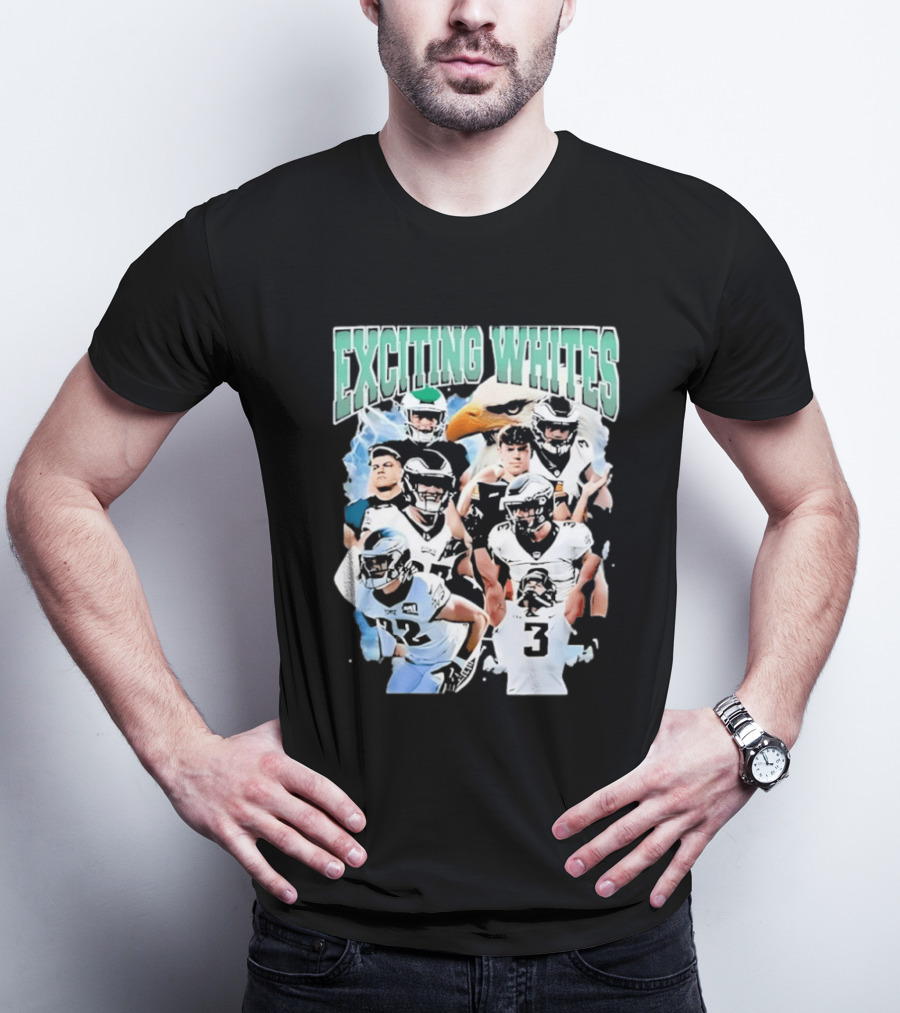 Philadelphia Eagles Exciting Whites Players And Eagle T-Shirt