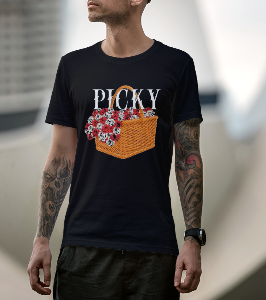 Picky Basket Of Red And White Roses T-Shirt