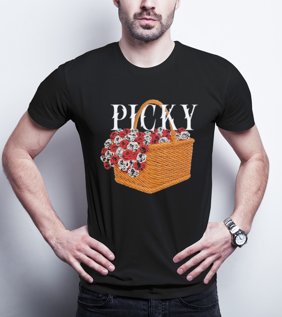 Picky Basket Of Red And White Roses T-Shirt