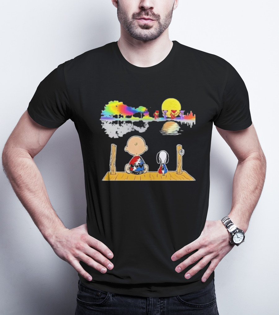 Charlie Brown Snoopy Grateful Dead Dancing Bears Reflective Scene T-Shirt