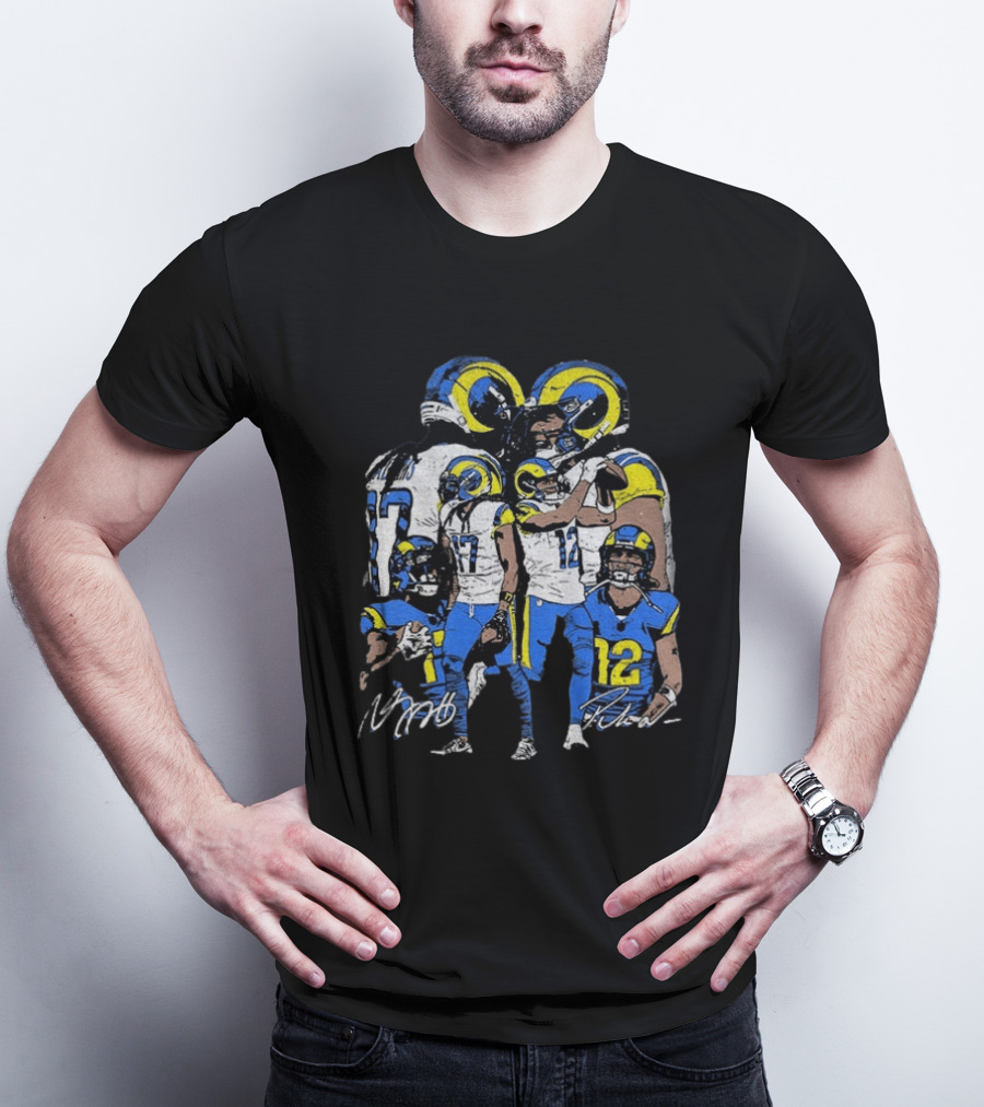 Los Angeles Rams Davante Adams Puka Nacua Signatures NFL Football T-Shirt