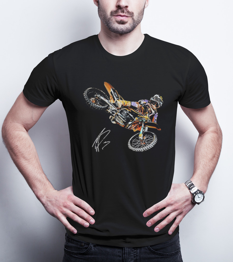 Eli Tomac AMA Supercross Anaheim1 Racing Autographed 2023 Motocross Champion T-Shirt