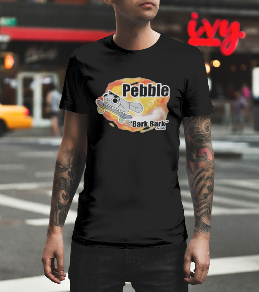 Pebble Bark Bark Skateboarding Cartoon Explosion T-Shirt
