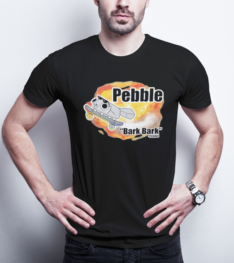 Pebble Bark Bark Skateboarding Cartoon Explosion T-Shirt