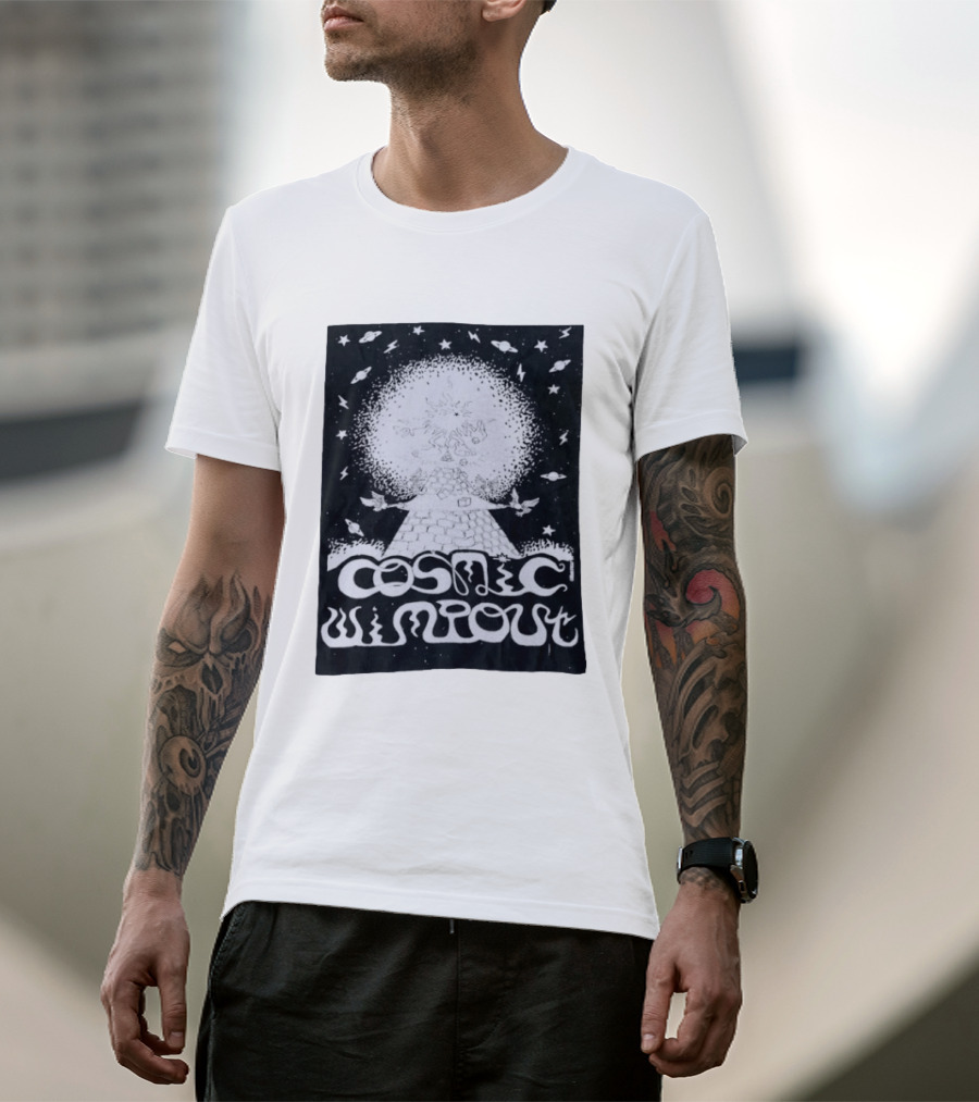 Cosmic Wimpout Psychedelic Pyramid Dice Explosion With UFOs And Stars T-Shirt