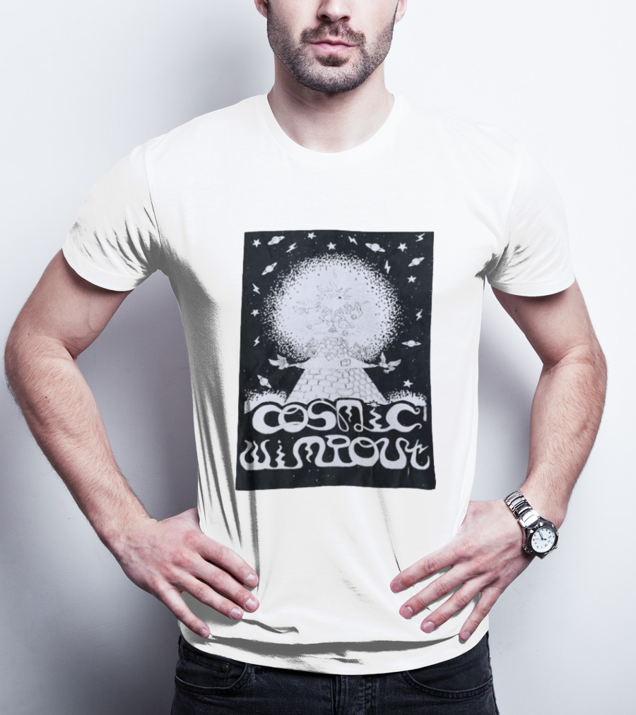 Cosmic Wimpout Psychedelic Pyramid Dice Explosion With UFOs And Stars T-Shirt