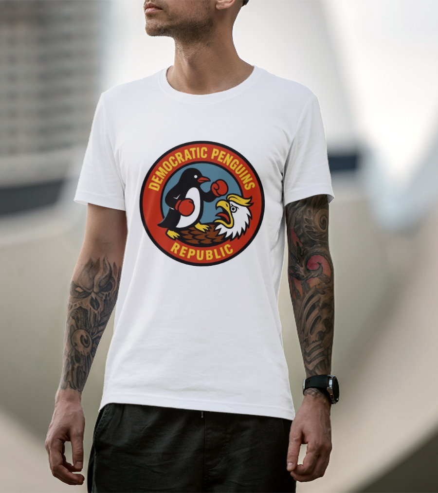 Democratic Penguins Republic Boxing Penguin Vs Eagle T-Shirt