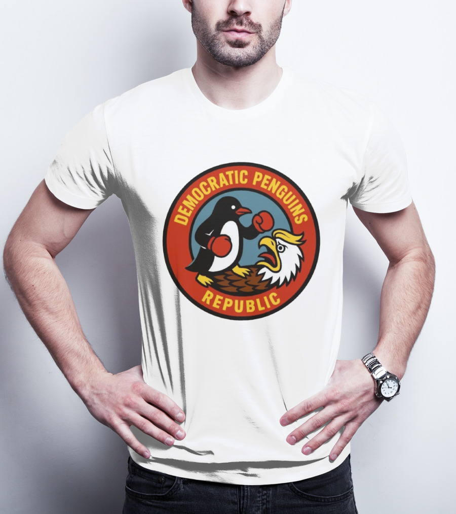 Democratic Penguins Republic Boxing Penguin Vs Eagle T-Shirt