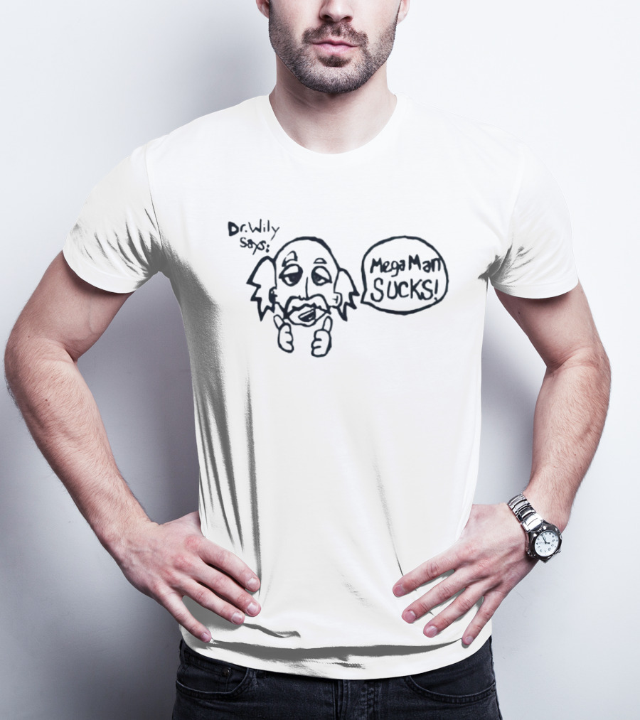 Dr Wily Says Mega Man Sucks Retro Game Humor T-Shirt
