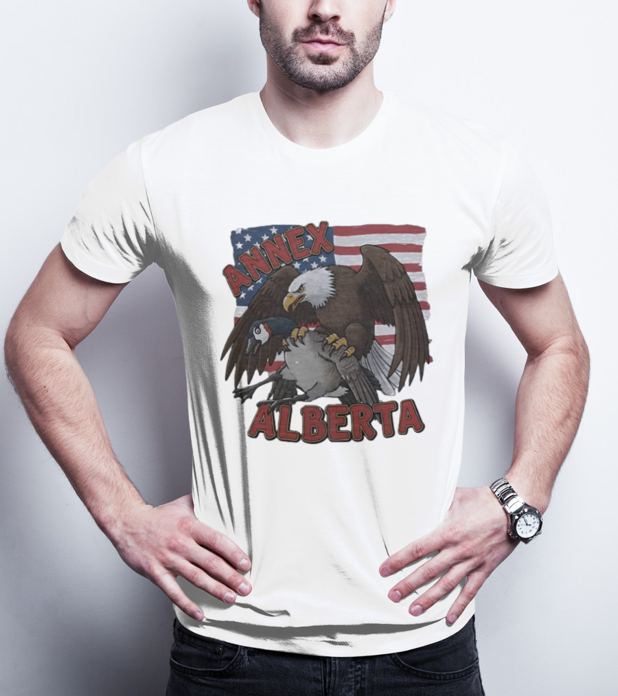 Annex Alberta Eagle Holding Goose American Flag T-Shirt