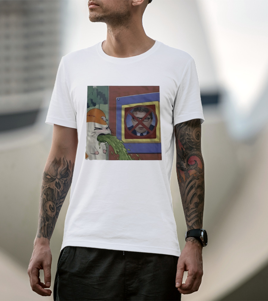 Hamtaro Vomiting Meme No Entry Sign Meme Face T-Shirt