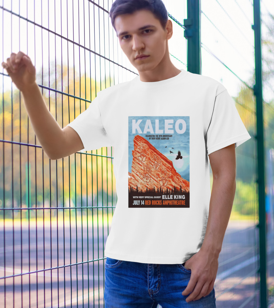Kaleo Celebrating 10th Anniversary A/B With Guest Elle King July 14 Red Rocks Amphitheatre T-Shirt