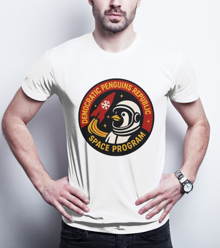 Democratic Penguins Republic Space Program Astronaut Penguin Rocket T-Shirt